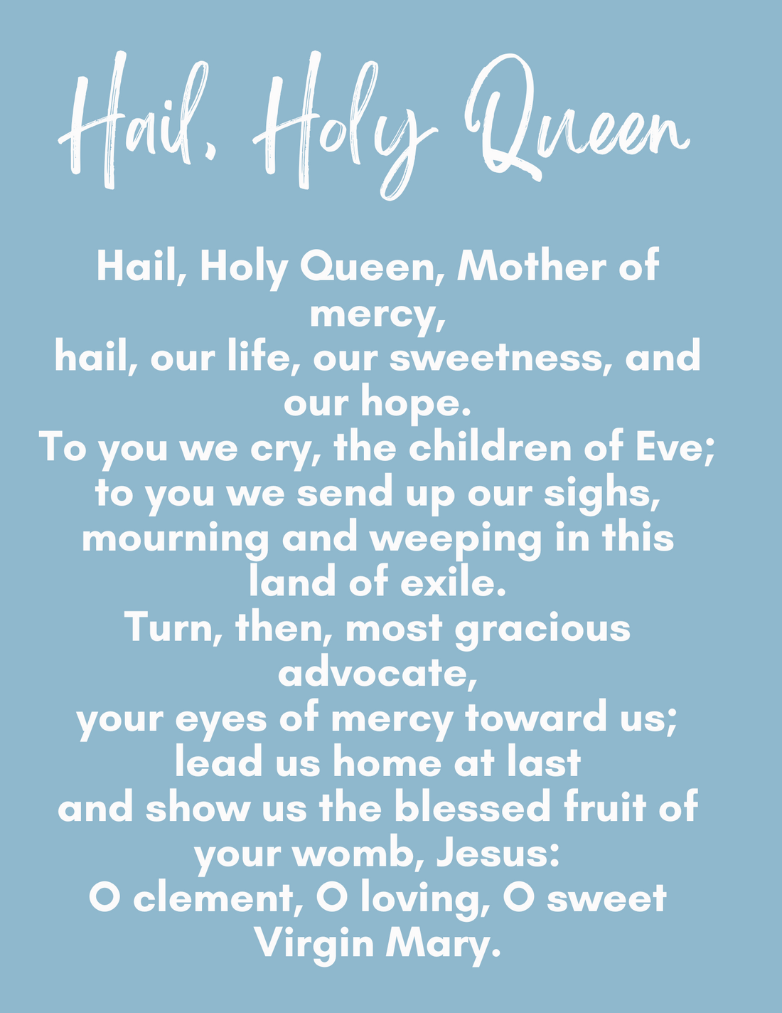 Hail Holy Queen Prayer Card (Packs of 10, 100 or 250) – National Church ...